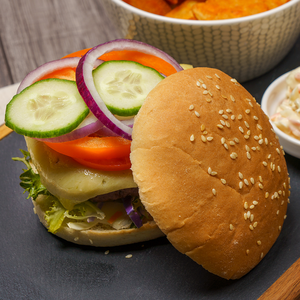 A4 Sliced Seeded Burger Buns - King Bros Foodservice